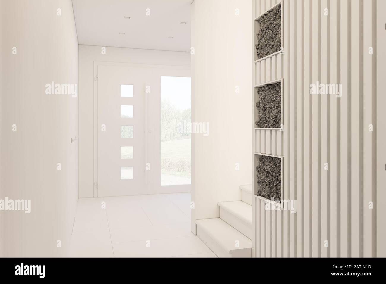 3d render interior design of a foyer in a private country house Stock ...