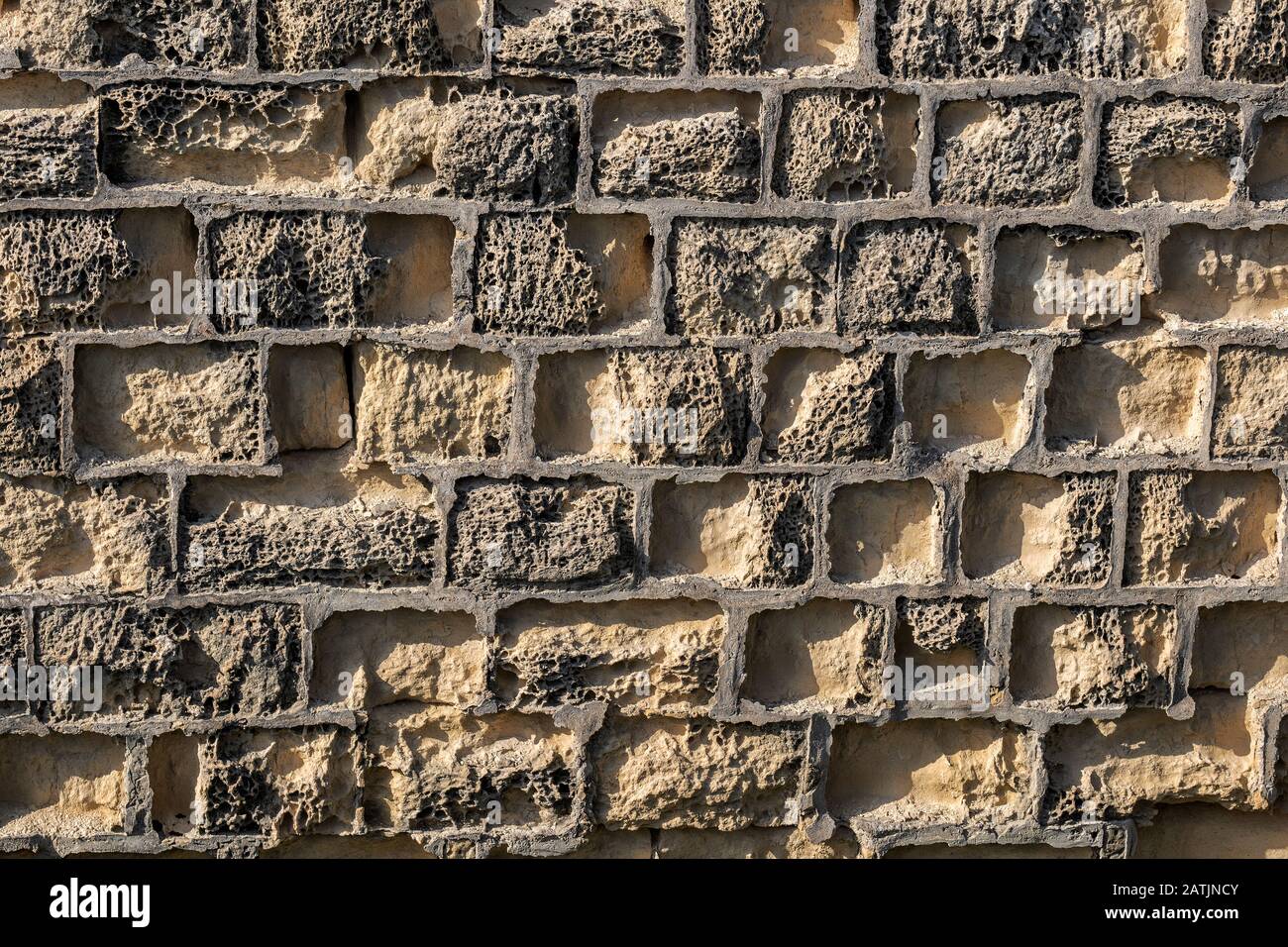 Historic wall background texture of Fort San Lucian, weathered stone ...