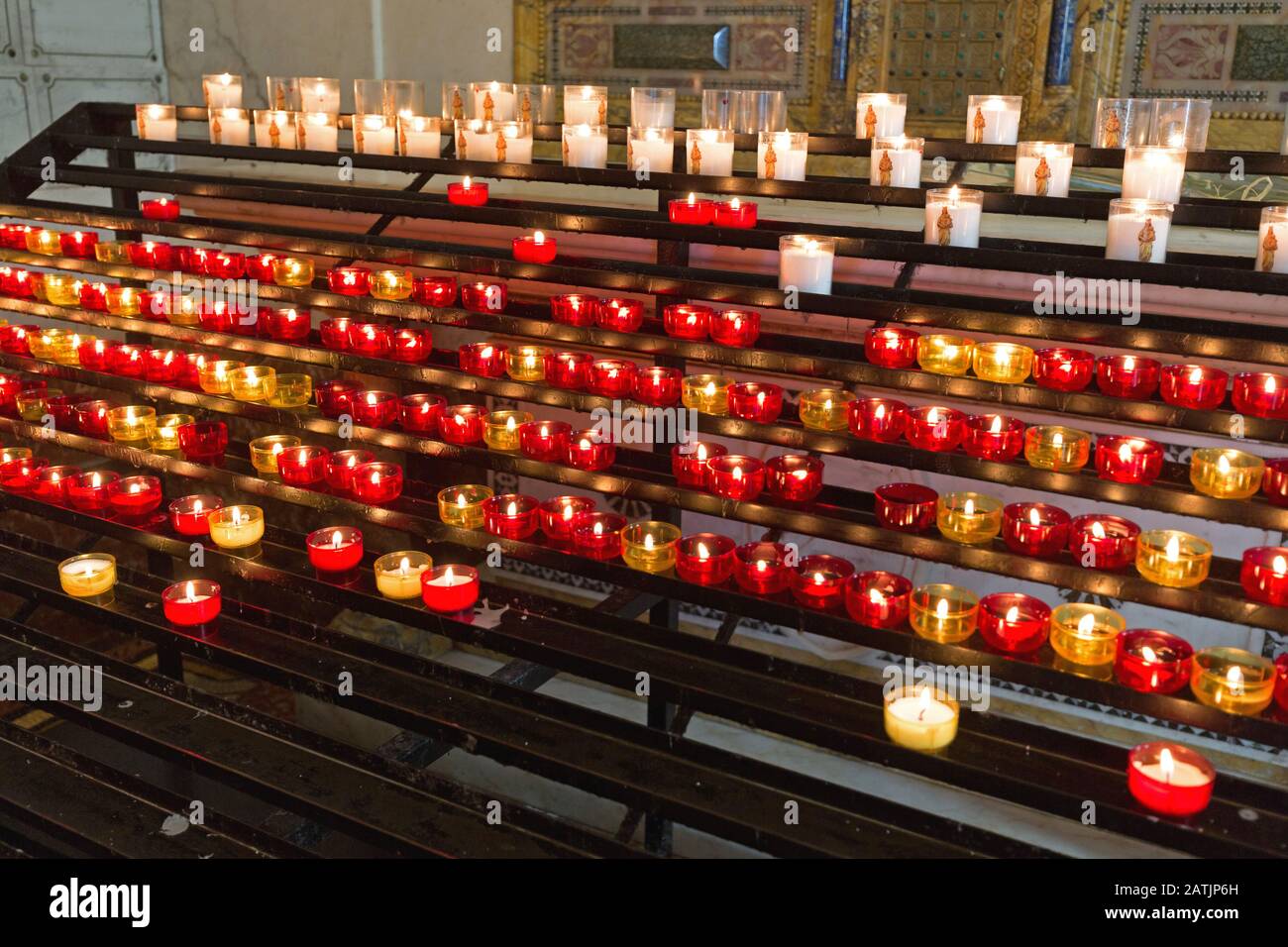 Votive Candles Rack in Marseille Church Stock Photo - Alamy