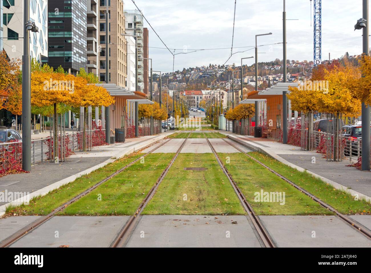 Tram Line Rails in Oslo City Norway Stock Photo - Alamy