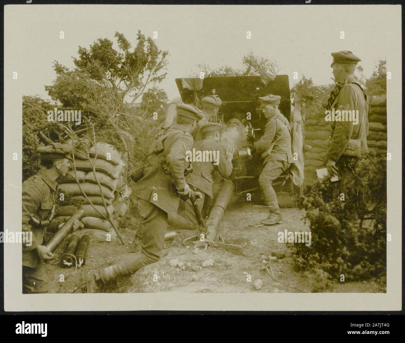 Fighting on the Balkan front Description: An 18-pounder bombarding the ...