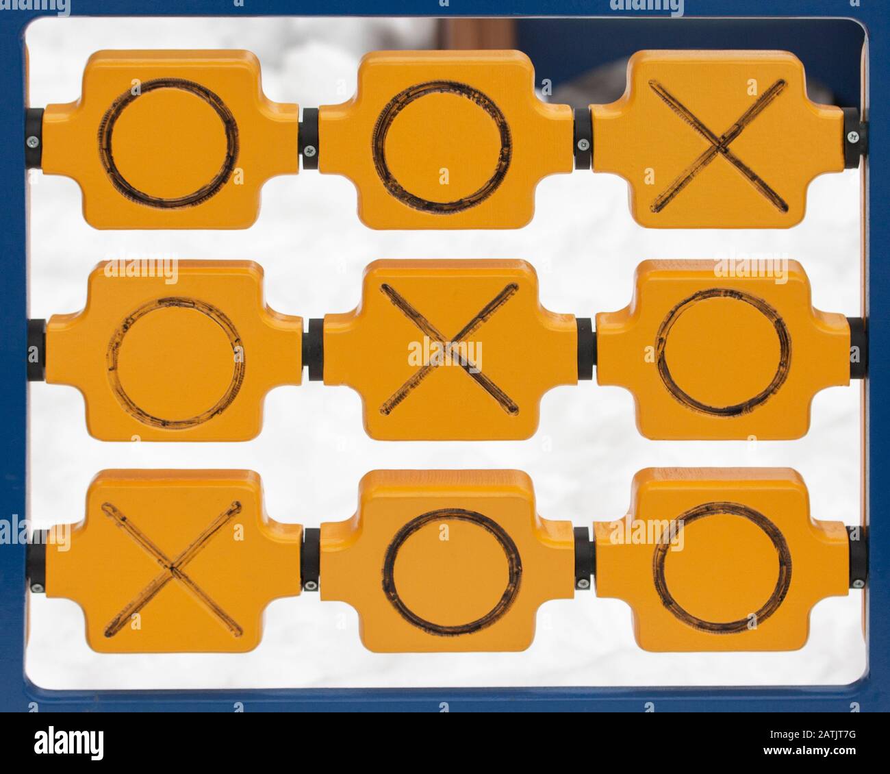 Wooden game tic tac toe on outdoor playground. Cross zero game noughts ...