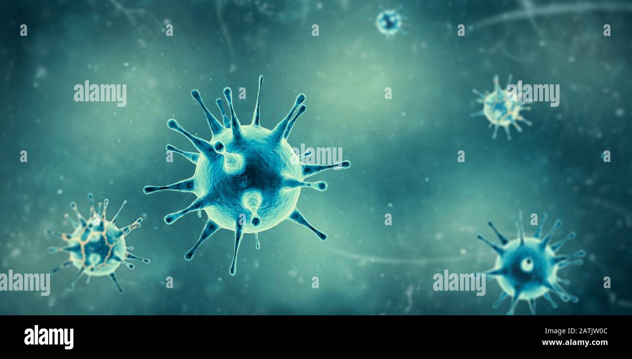 Microscopic view of influenza virus cells Stock Photo - Alamy