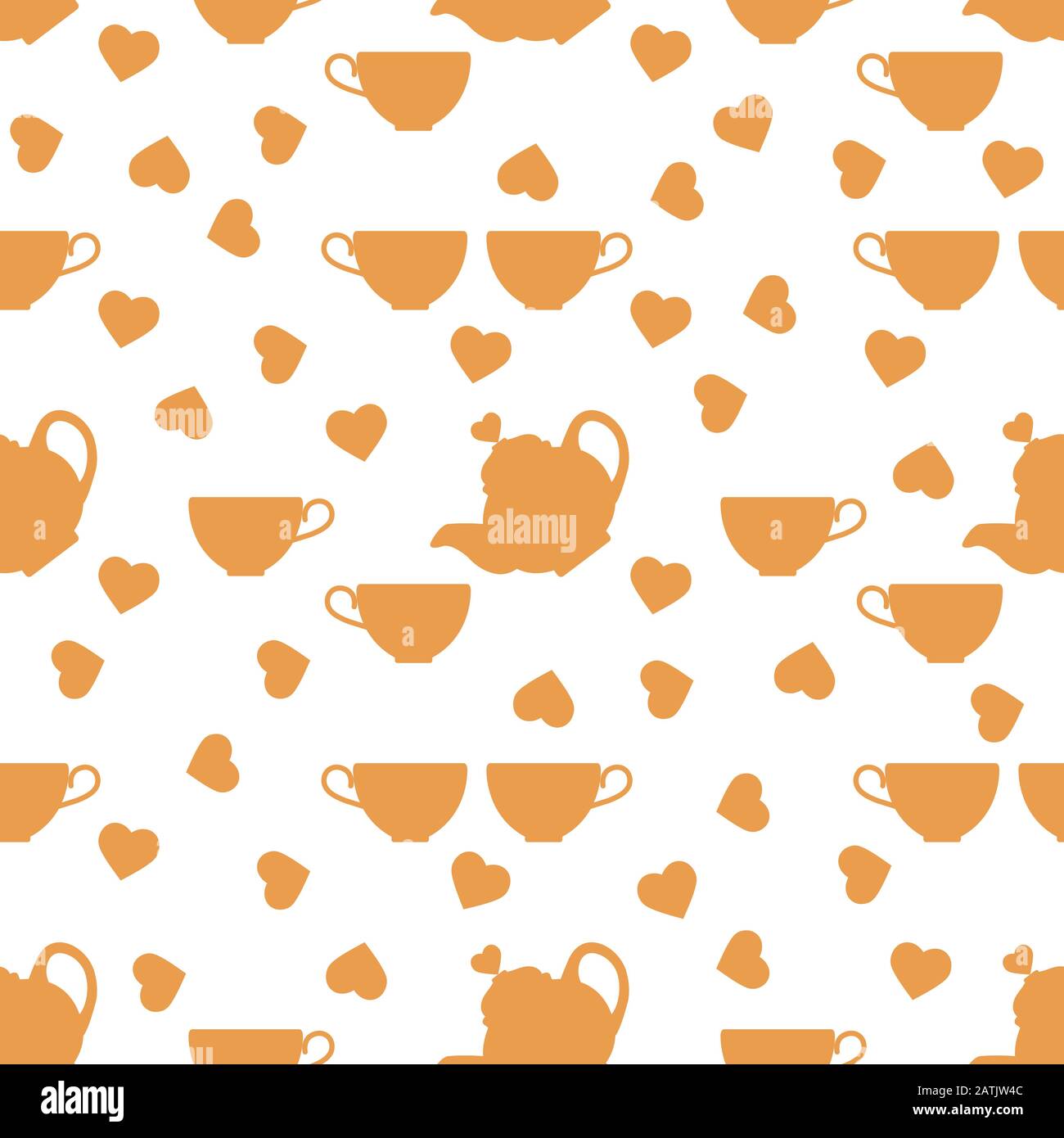 Vector seamless pattern Happy Valentine's Day Kettle, cup of tea ...