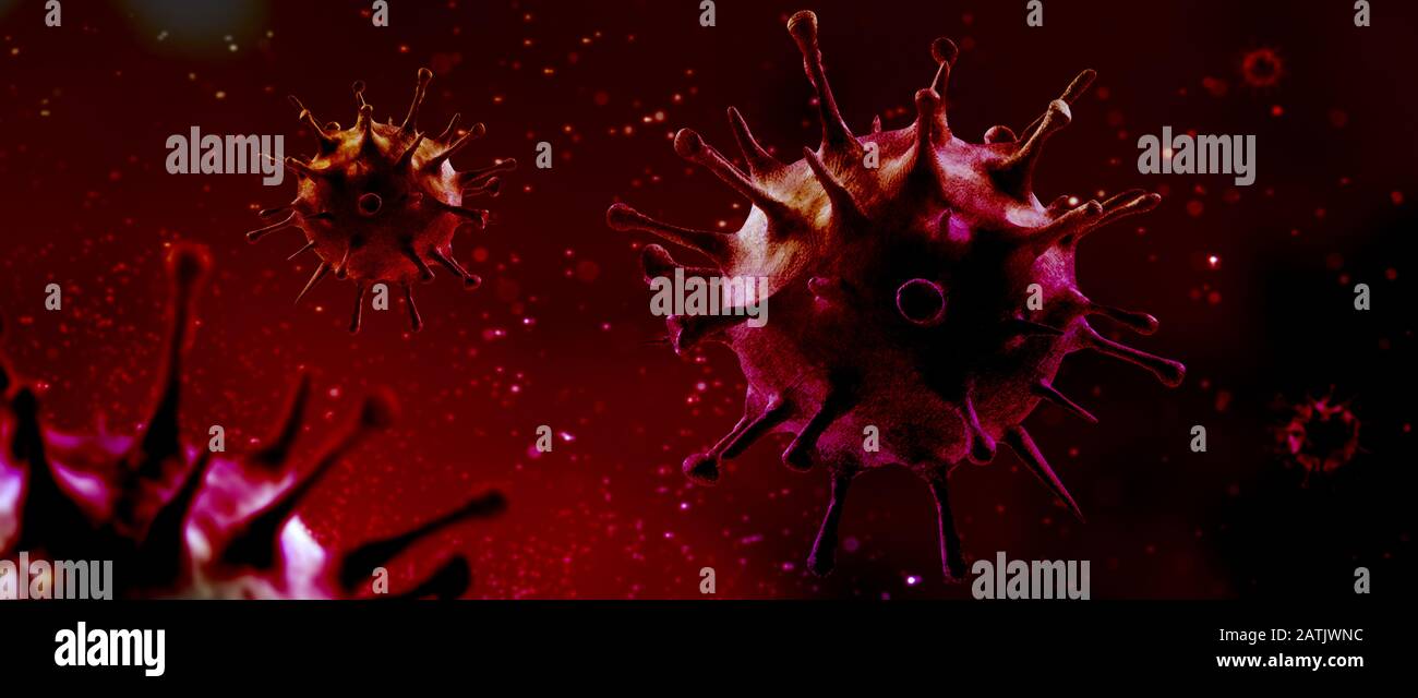 Microscopic view of influenza virus cells Stock Photo - Alamy