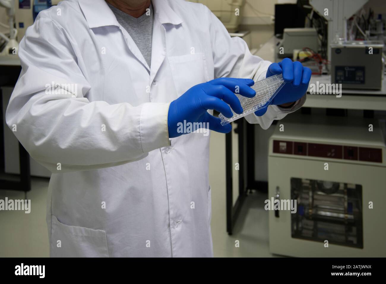 In the chemical-biological laboratory. Researcher in the workplace ...