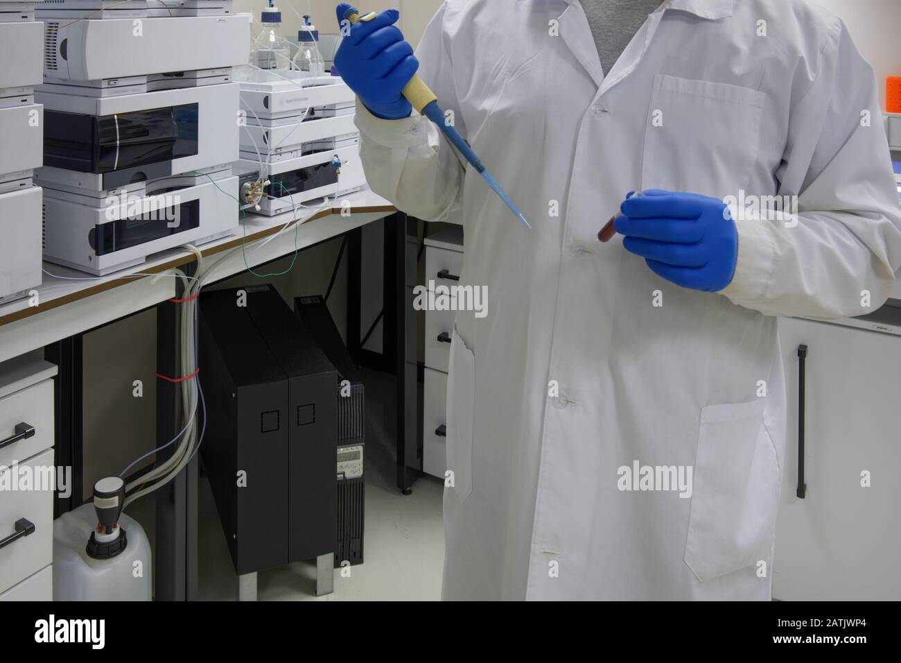 In the chemical-biological laboratory. Researcher in the workplace ...