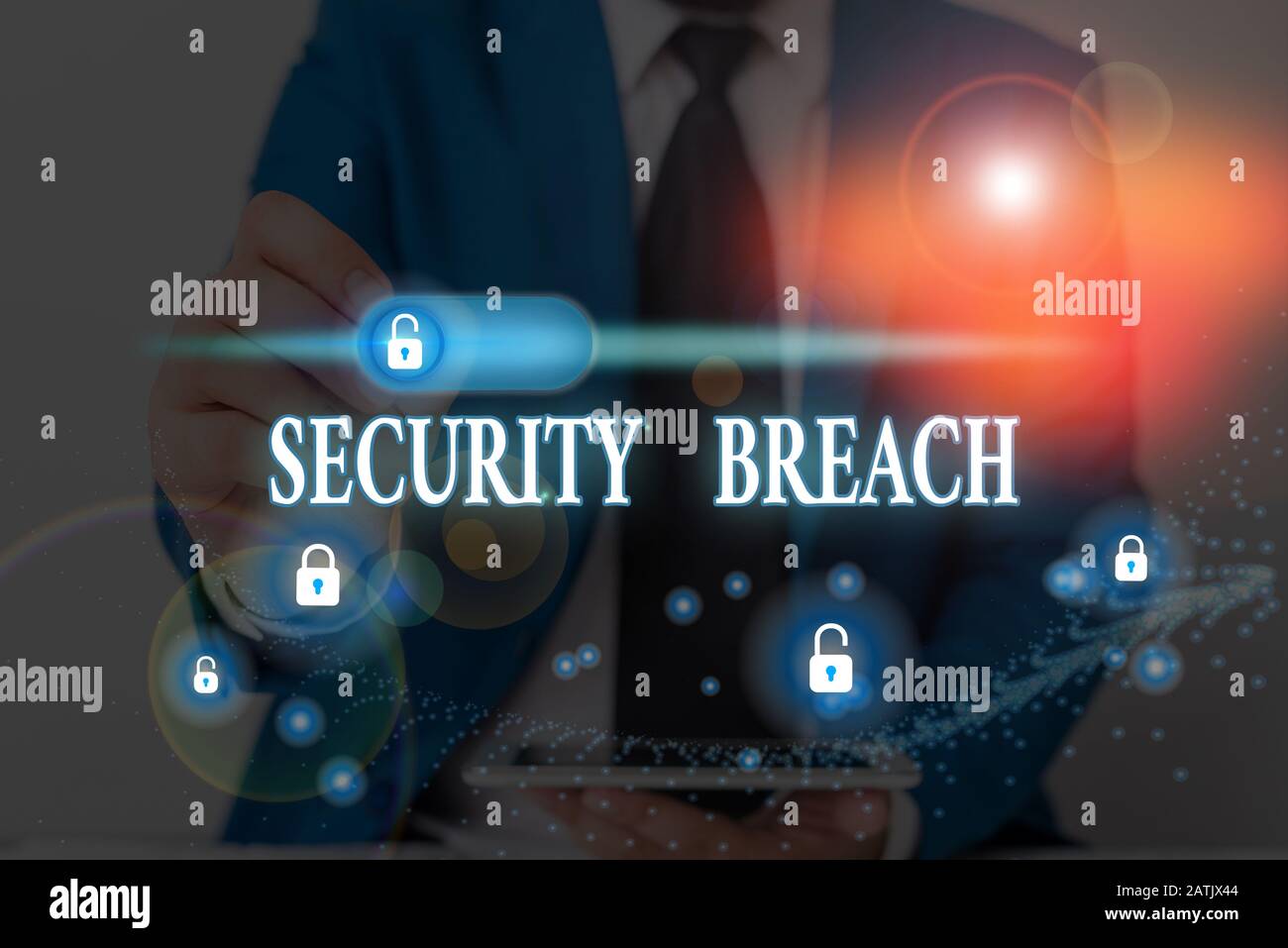 Writing note showing Security Breach. Business concept for any incident ...