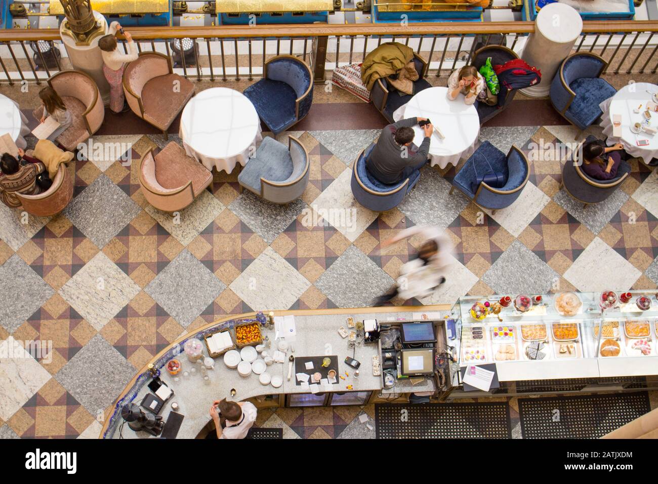Moscow, Russia - January 04, 2017: City coffee shop with visitors ...