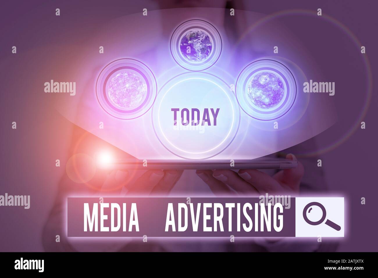 Word writing text Media Advertising. Business photo showcasing choosing the effective media for ...