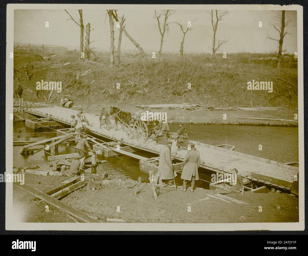 The Western Front Description: Building a pontoon bridge near Boesinghe ...