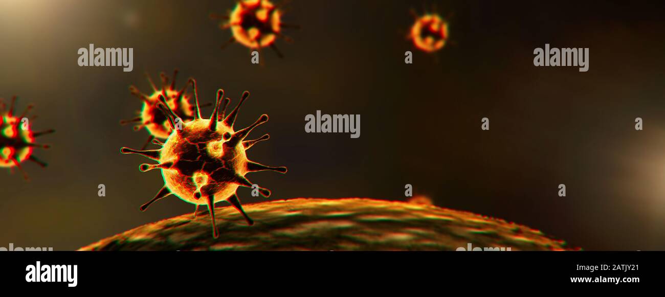 Microscopic view of influenza virus cells Stock Photo - Alamy