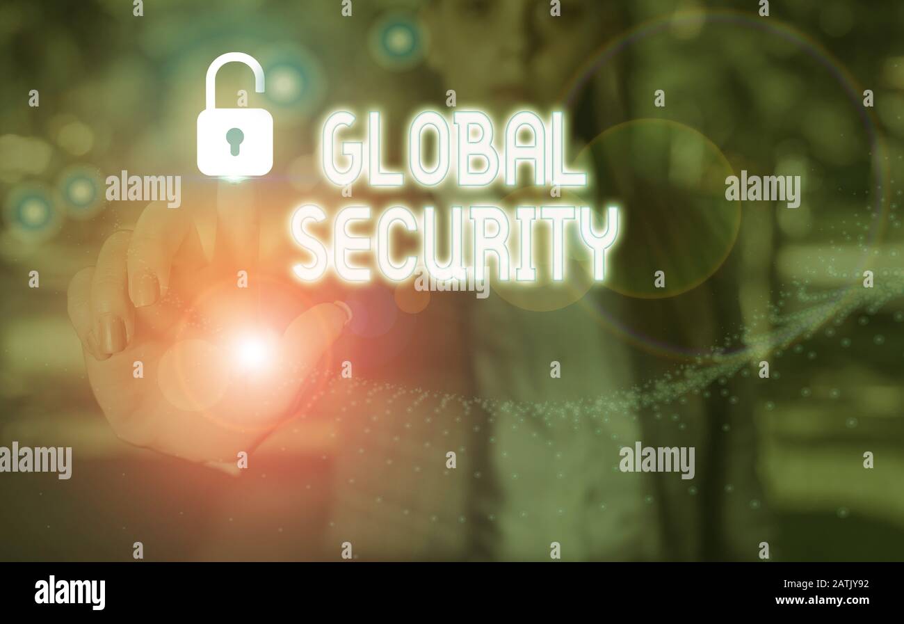 Conceptual hand writing showing Global Security. Concept meaning ...