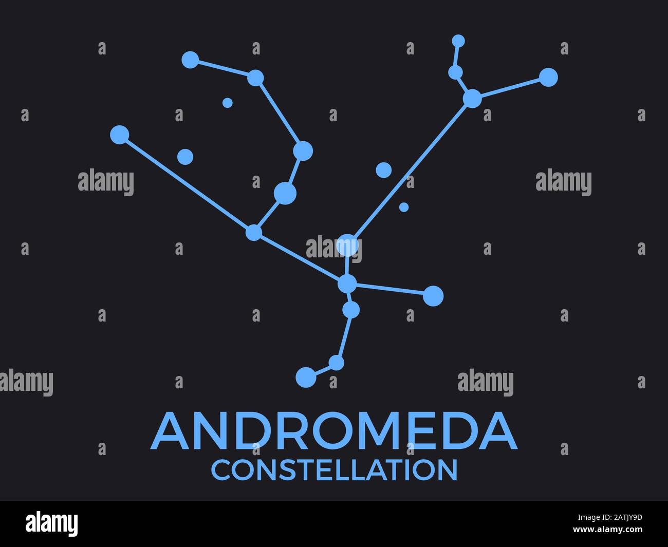 Andromeda constellation. Stars in the night sky. Cluster of stars and galaxies. Constellation of ...