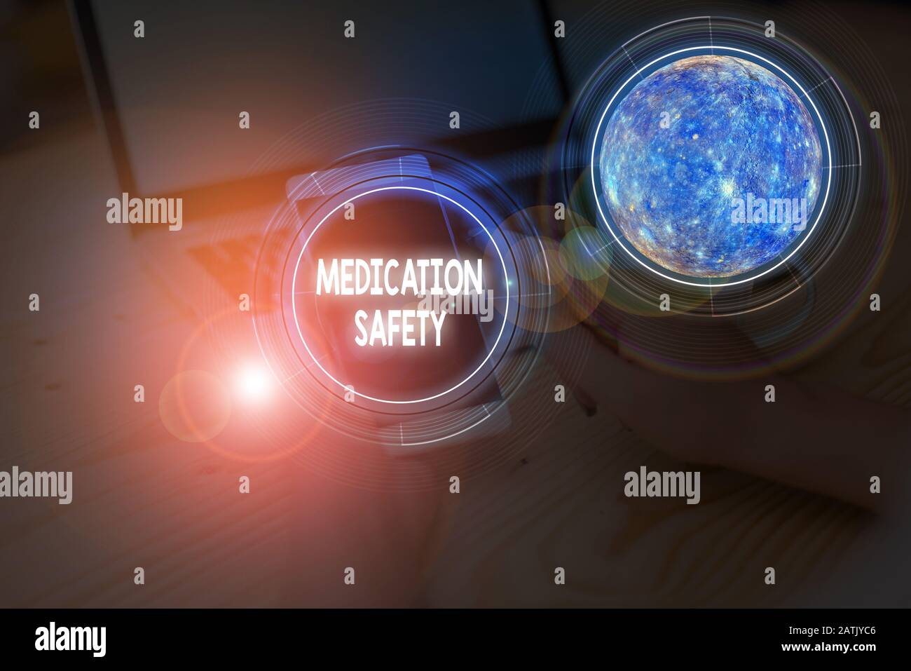 Writing note showing Medication Safety. Business concept for freedom ...