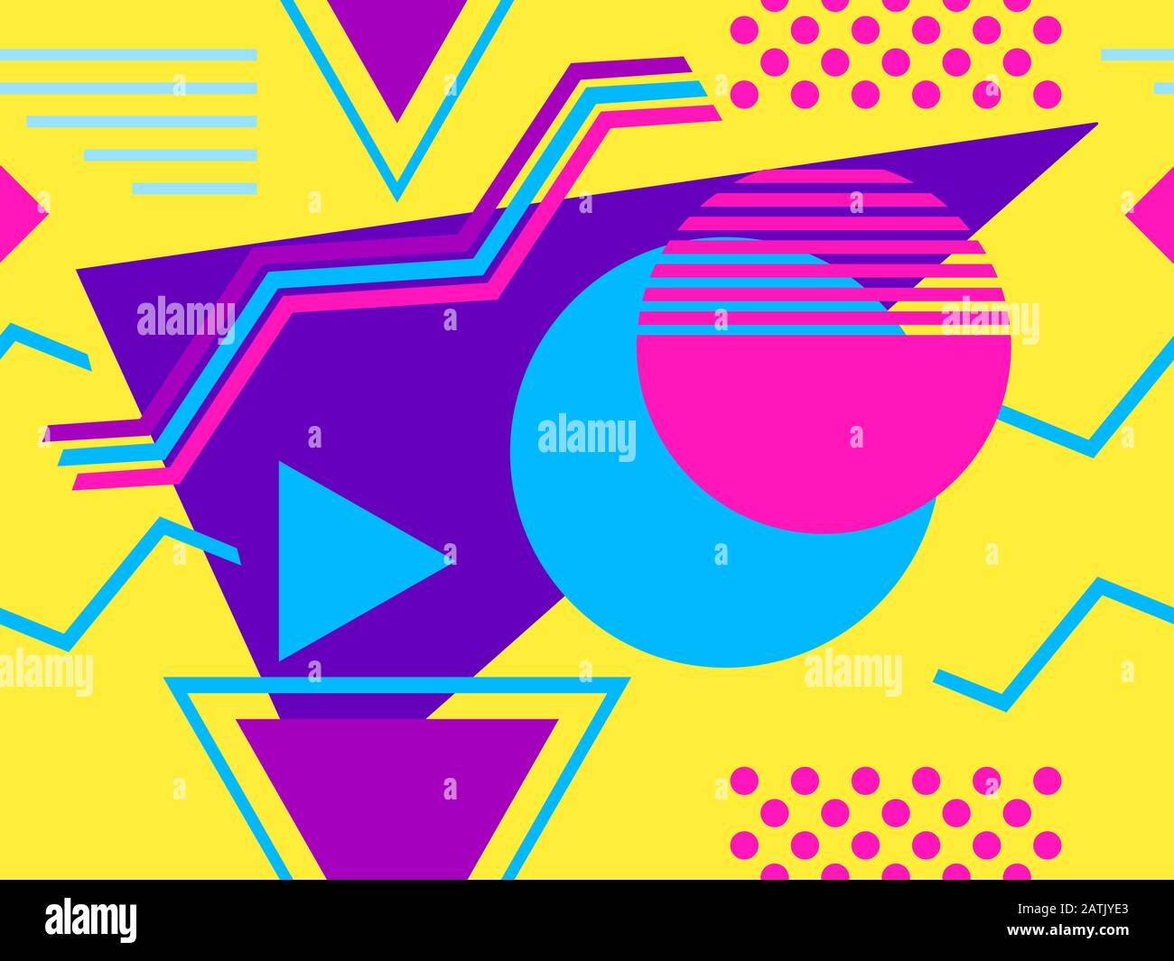 Memphis seamless pattern. Geometric shapes in the style of 80s. For ...