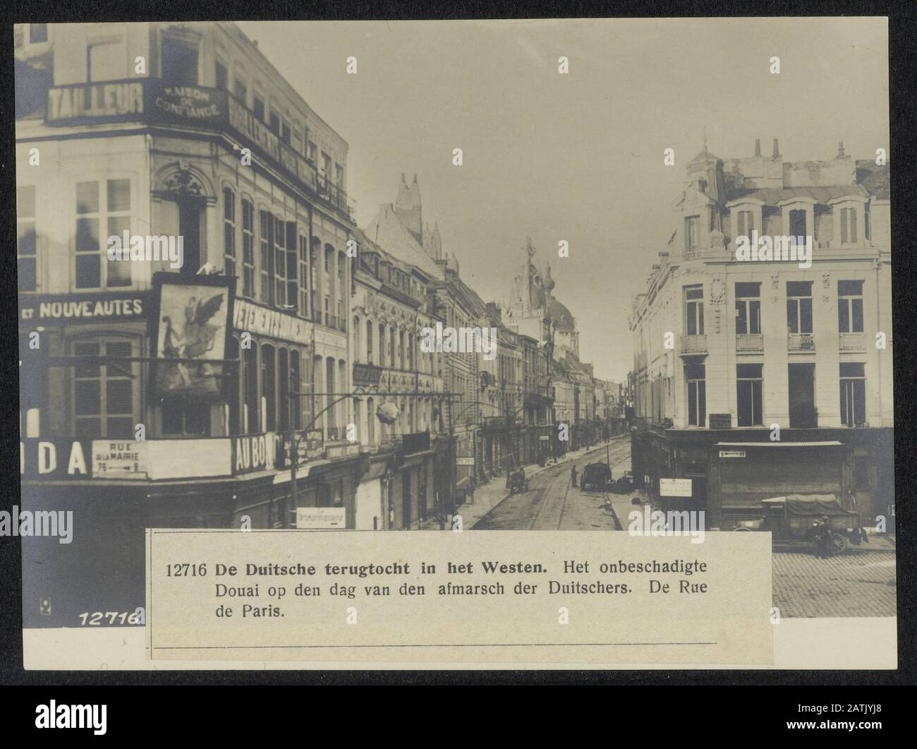 Description: The German retreat in the West. The undamaged Douai on the ...