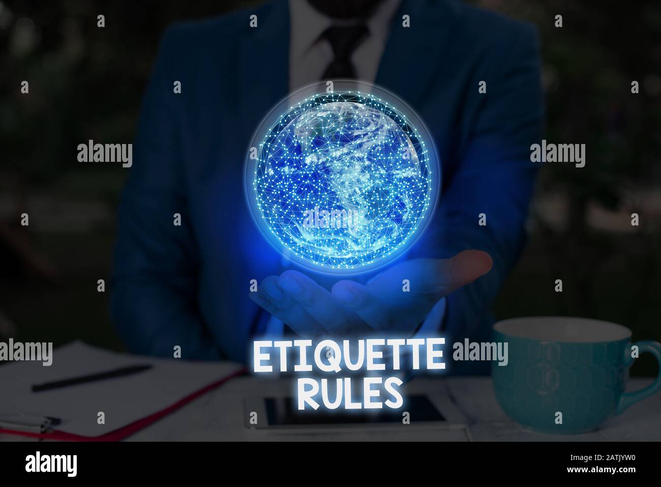 Writing note showing Etiquette Rules. Business concept for customs that ...