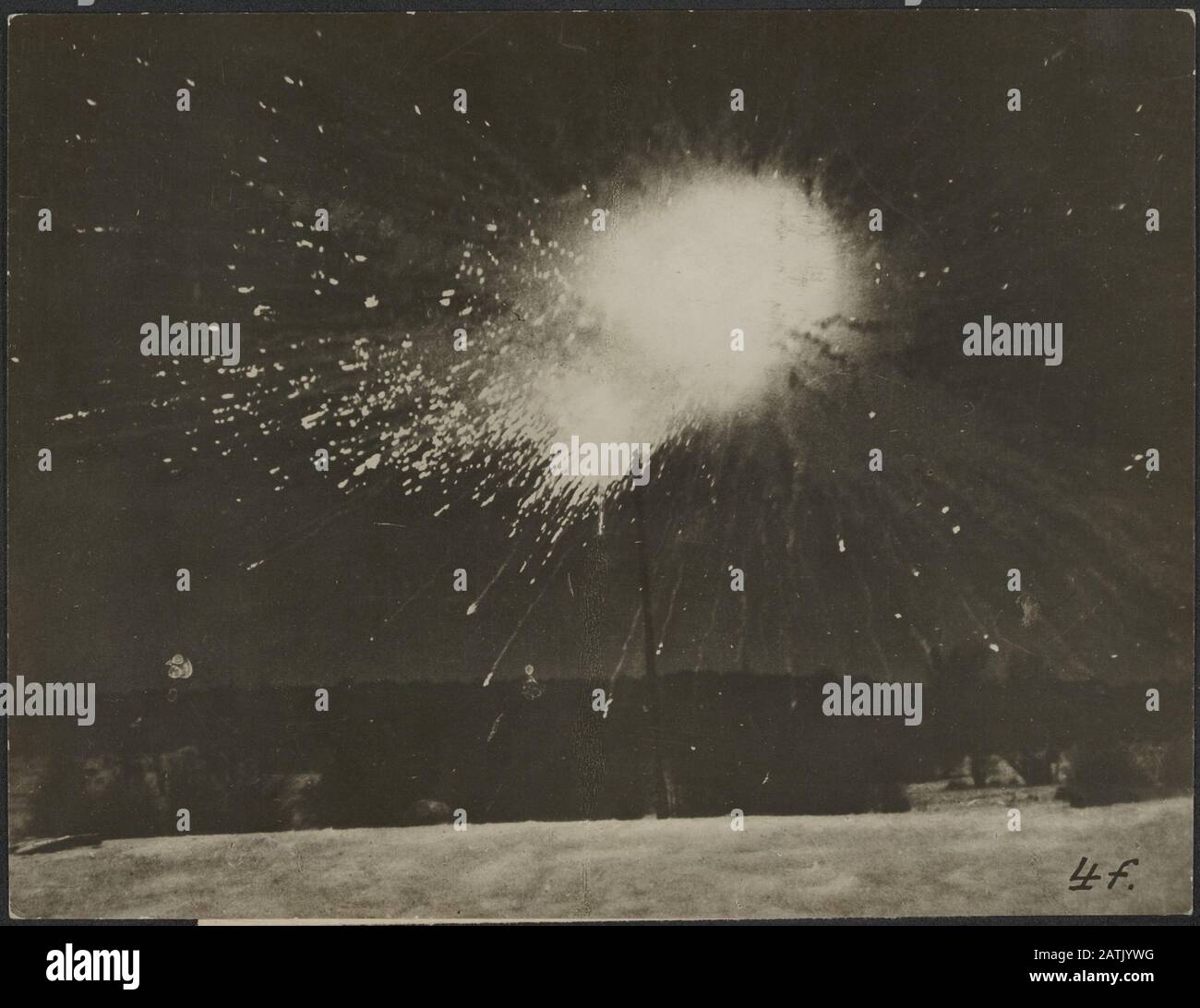 Description: The explosion of a phosphorbom used by the German pilots ...