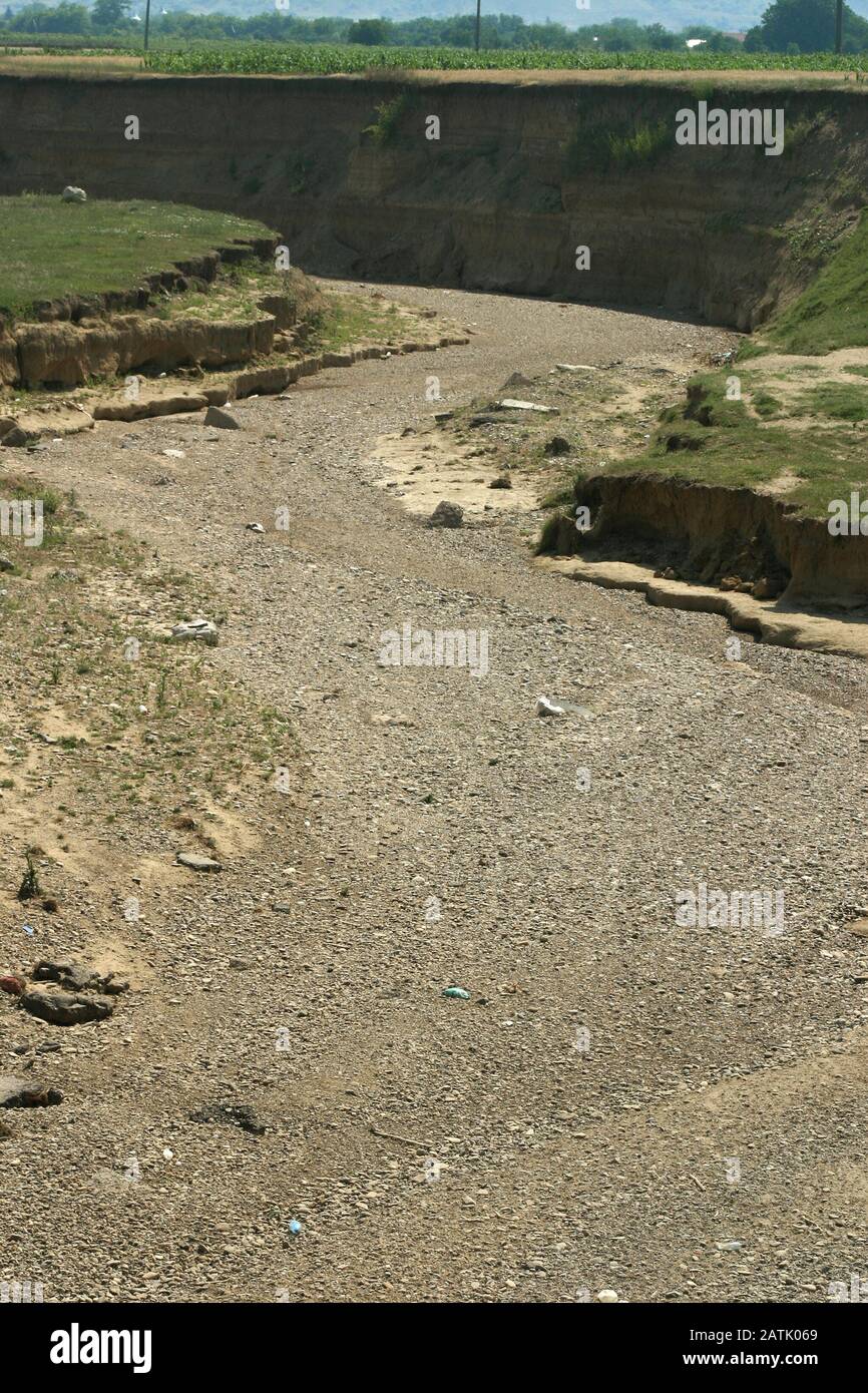 Completely dry river bed during drought in Romania Stock Photo - Alamy