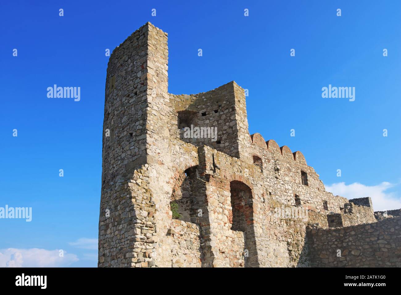 Ruins of Devin castle near city Bratislava, Slovakia. Dev n castle is ...