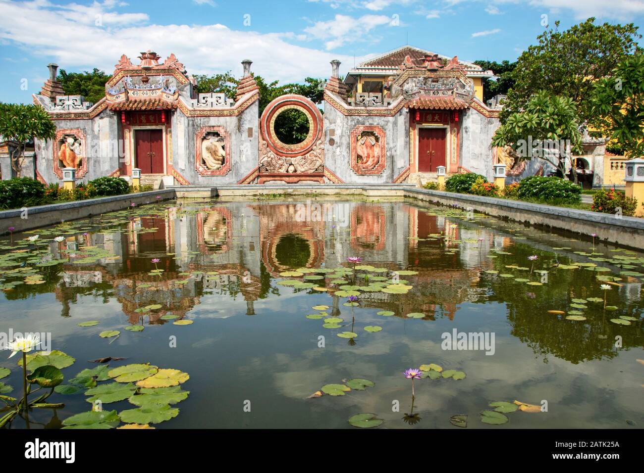 Tam Quan gate, or three-entrance gate, leading to the old temple ...