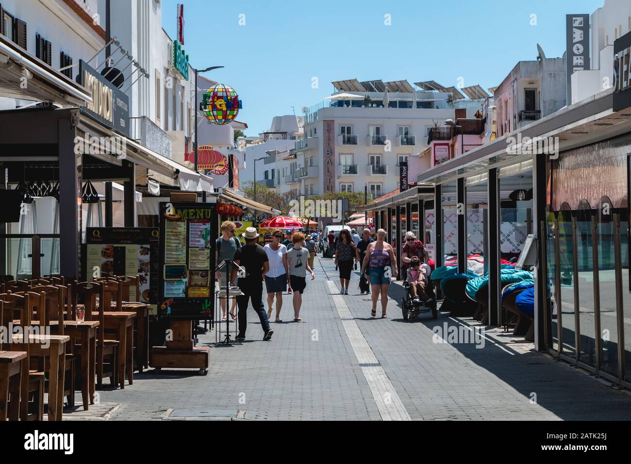 Albufeira, Portugal - May 4, 2018: Street ambiance and architecture on ...