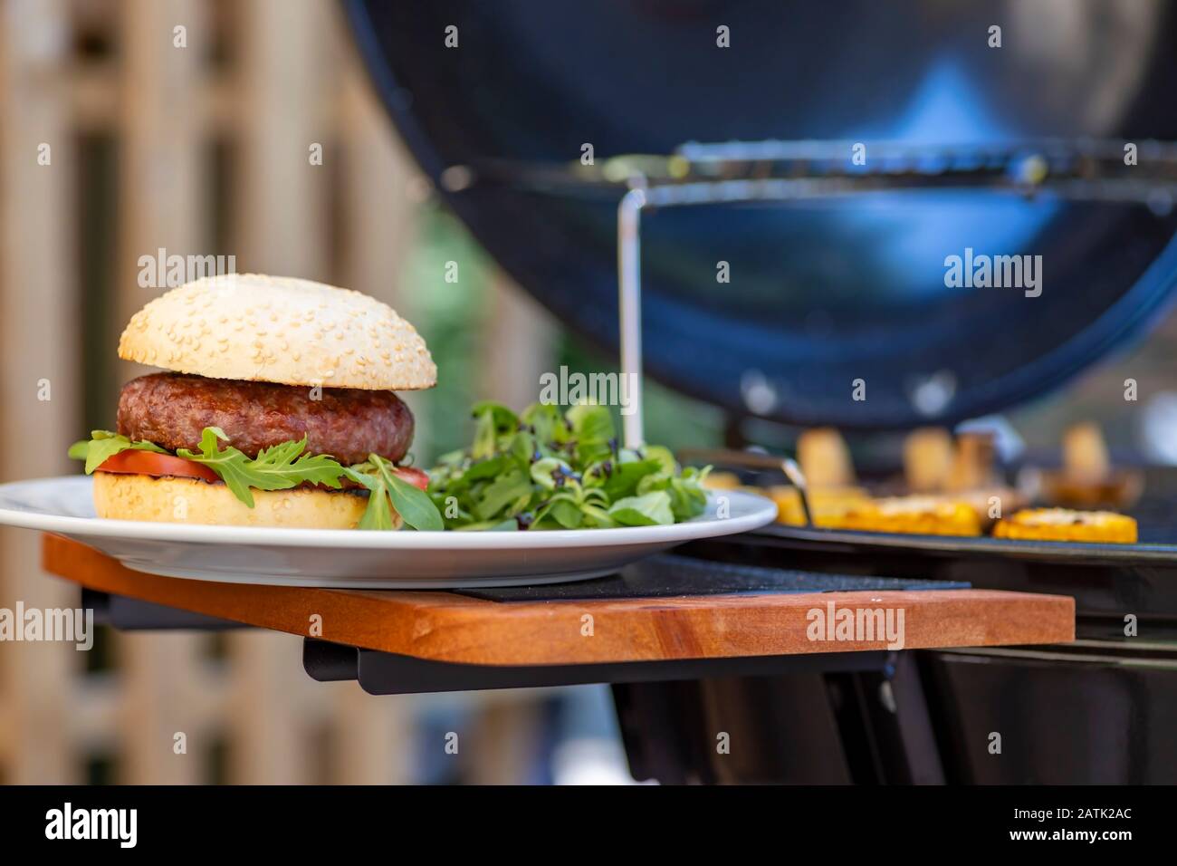Beef burger with garden grill Stock Photo - Alamy