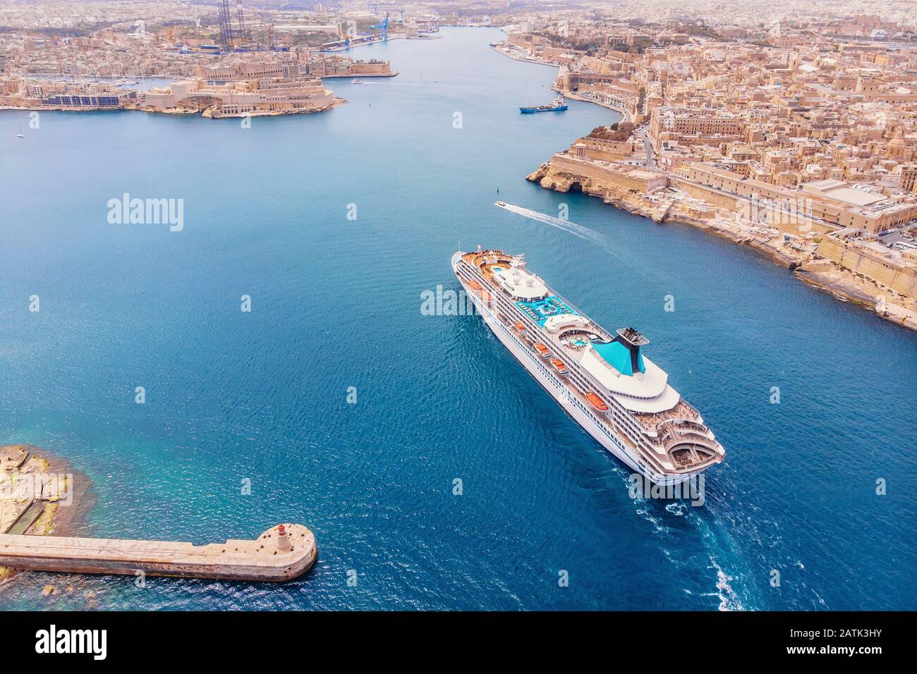 Cruise ship liner port of Valletta, Malta. Aerial view photo Stock ...