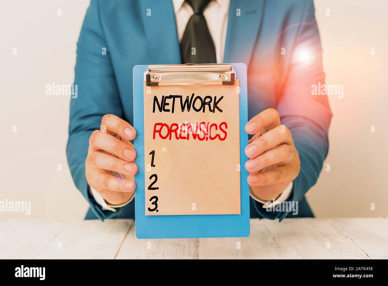 Writing note showing Network Forensics. Business concept for monitoring and analysis of computer ...