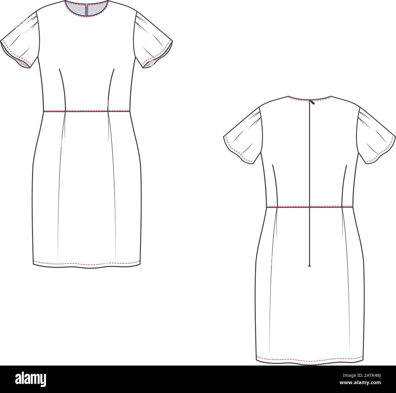 Vector fashion technical sketch of women middle sundress Stock Vector ...