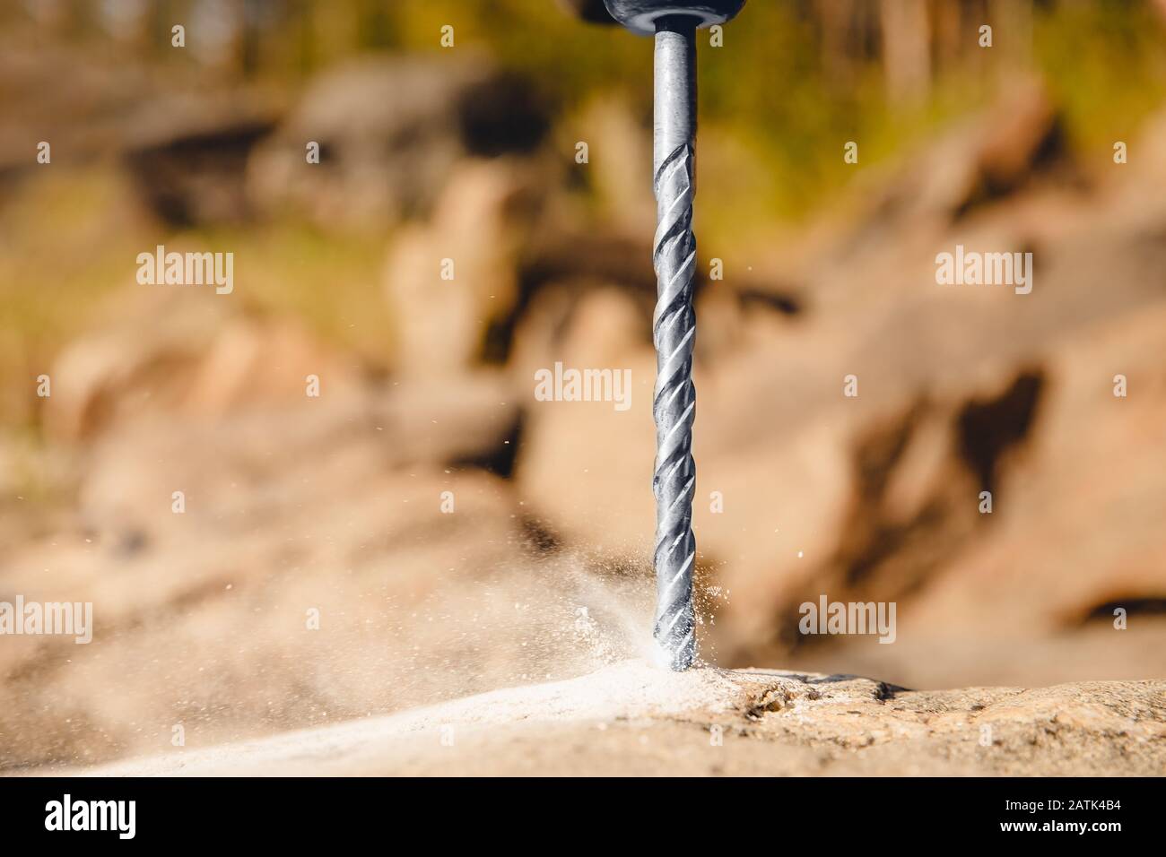 Drill for holes in stone and brick walls, professional tool Stock Photo ...