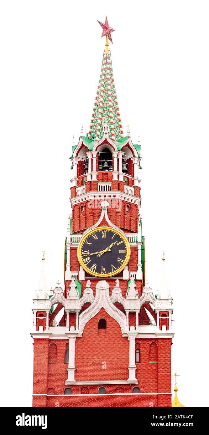 Kremlin red square watch in Moscow on white isolated background Stock ...