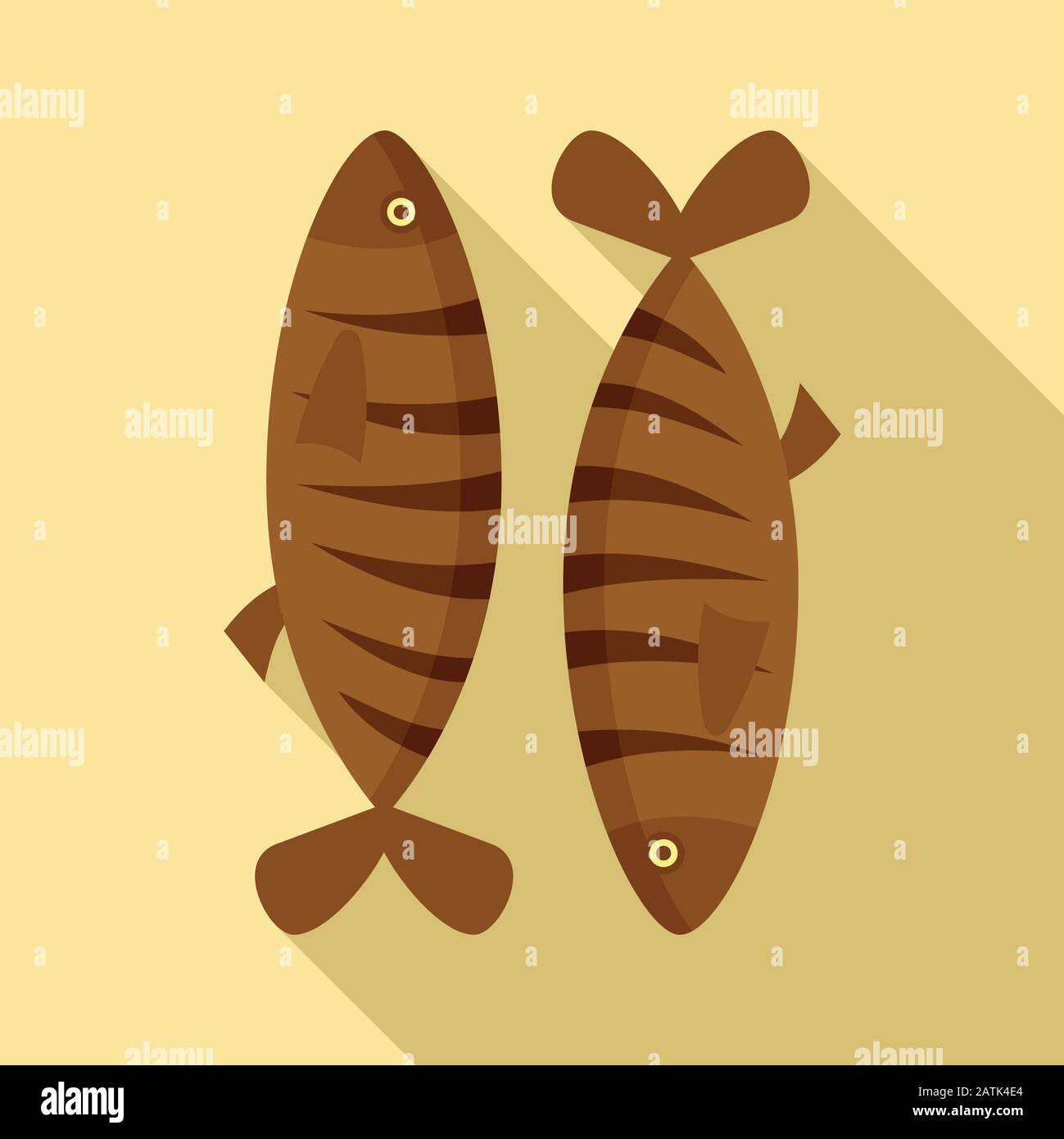 Fried fish icon. Flat illustration of fried fish vector icon for web ...