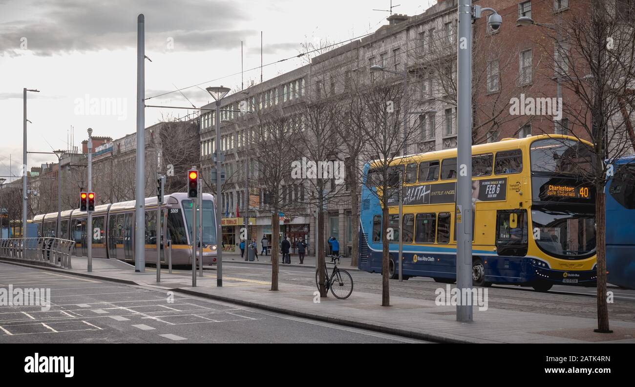 Dublin, Ireland - February 12, 2019: Typical Irish double decker bus ...