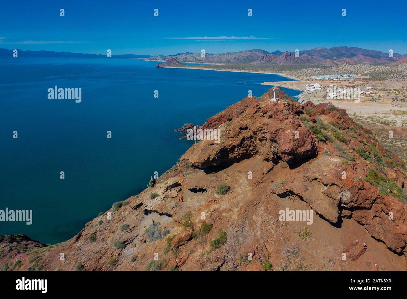 Vista aerea de Kino o bahía de Kino, Sonora, Mex en el golfo de ...