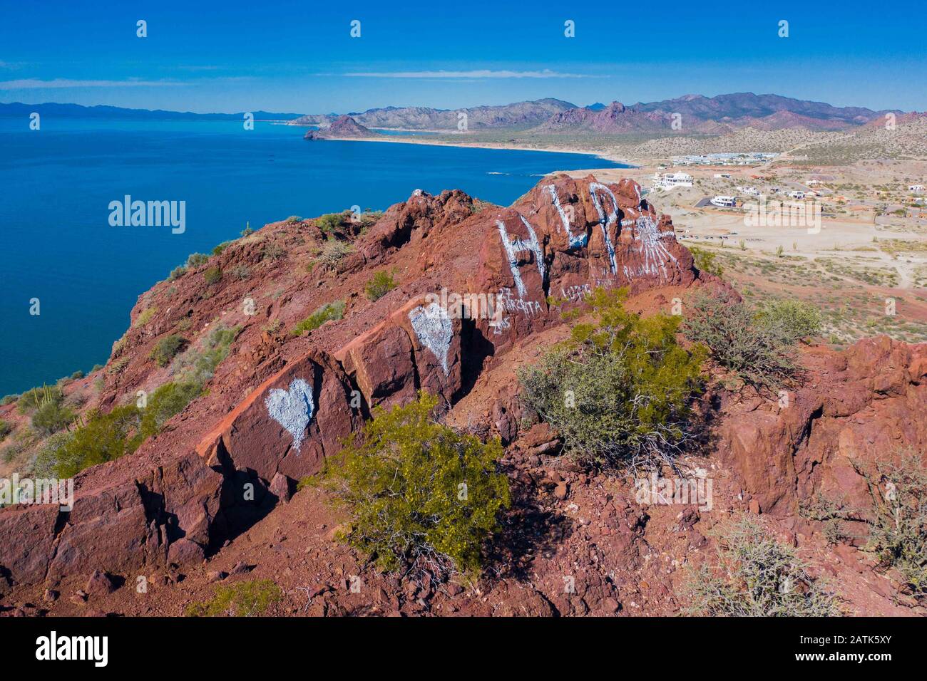 Vista aerea de Kino o bahía de Kino, Sonora, Mex en el golfo de ...