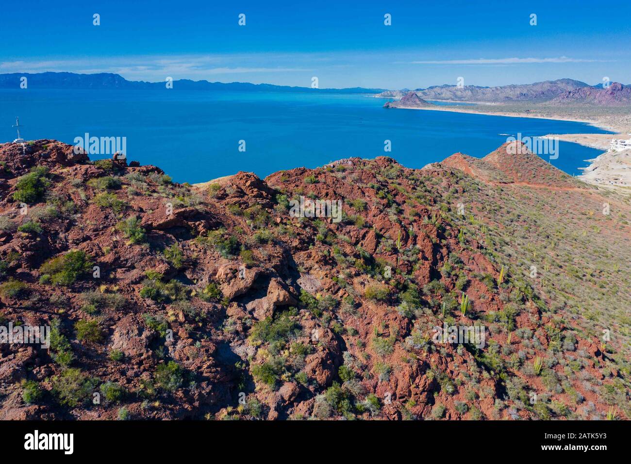 Vista aerea de Kino o bahía de Kino, Sonora, Mex en el golfo de ...