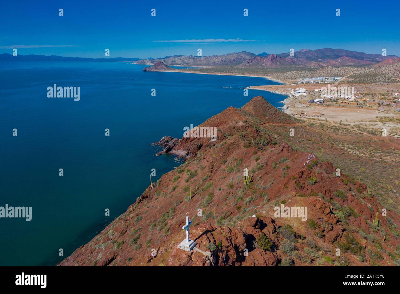 Vista aerea de Kino o bahía de Kino, Sonora, Mex en el golfo de ...
