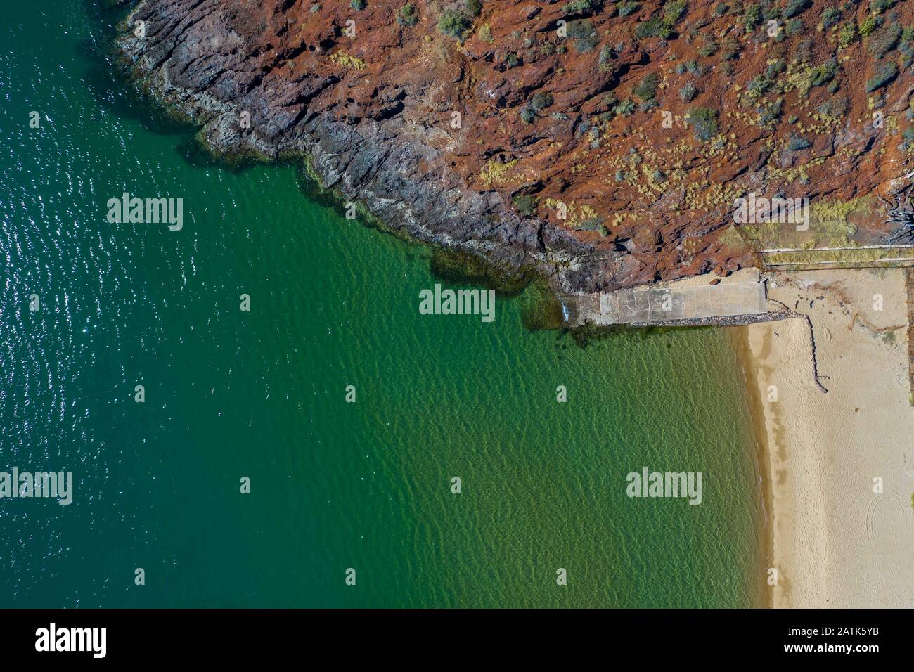 Vista aerea de Kino o bahía de Kino, Sonora, Mex en el golfo de ...