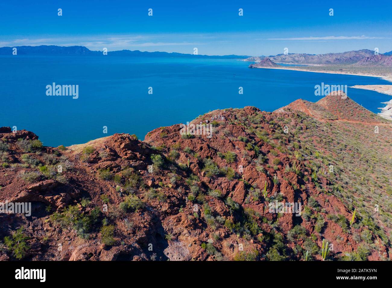 Vista aerea de Kino o bahía de Kino, Sonora, Mex en el golfo de ...