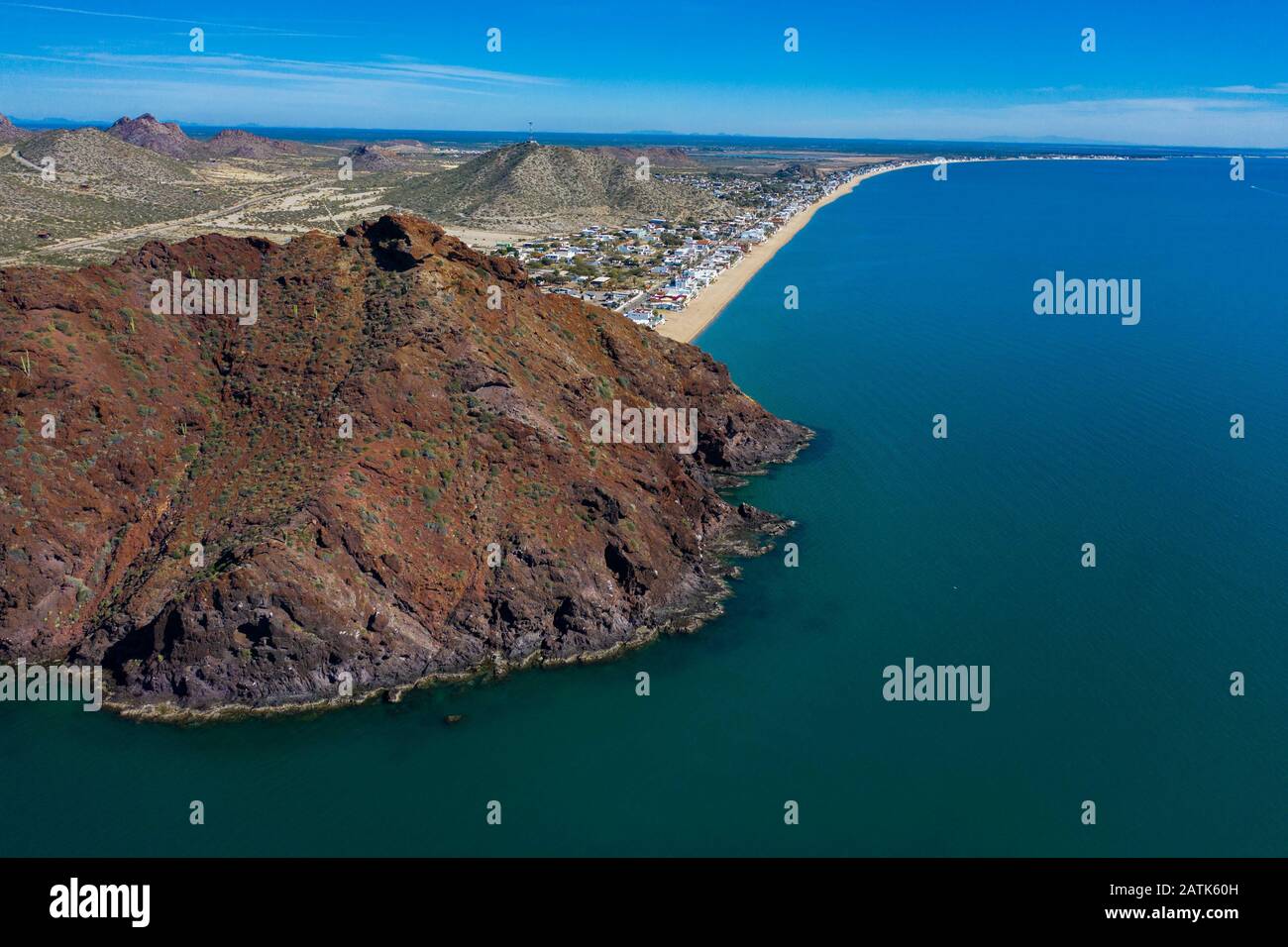Vista aerea de Kino o bahía de Kino, Sonora, Mex en el golfo de ...