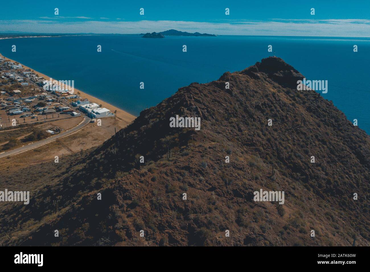 Vista aerea de Kino o bahía de Kino, Sonora, Mex en el golfo de ...