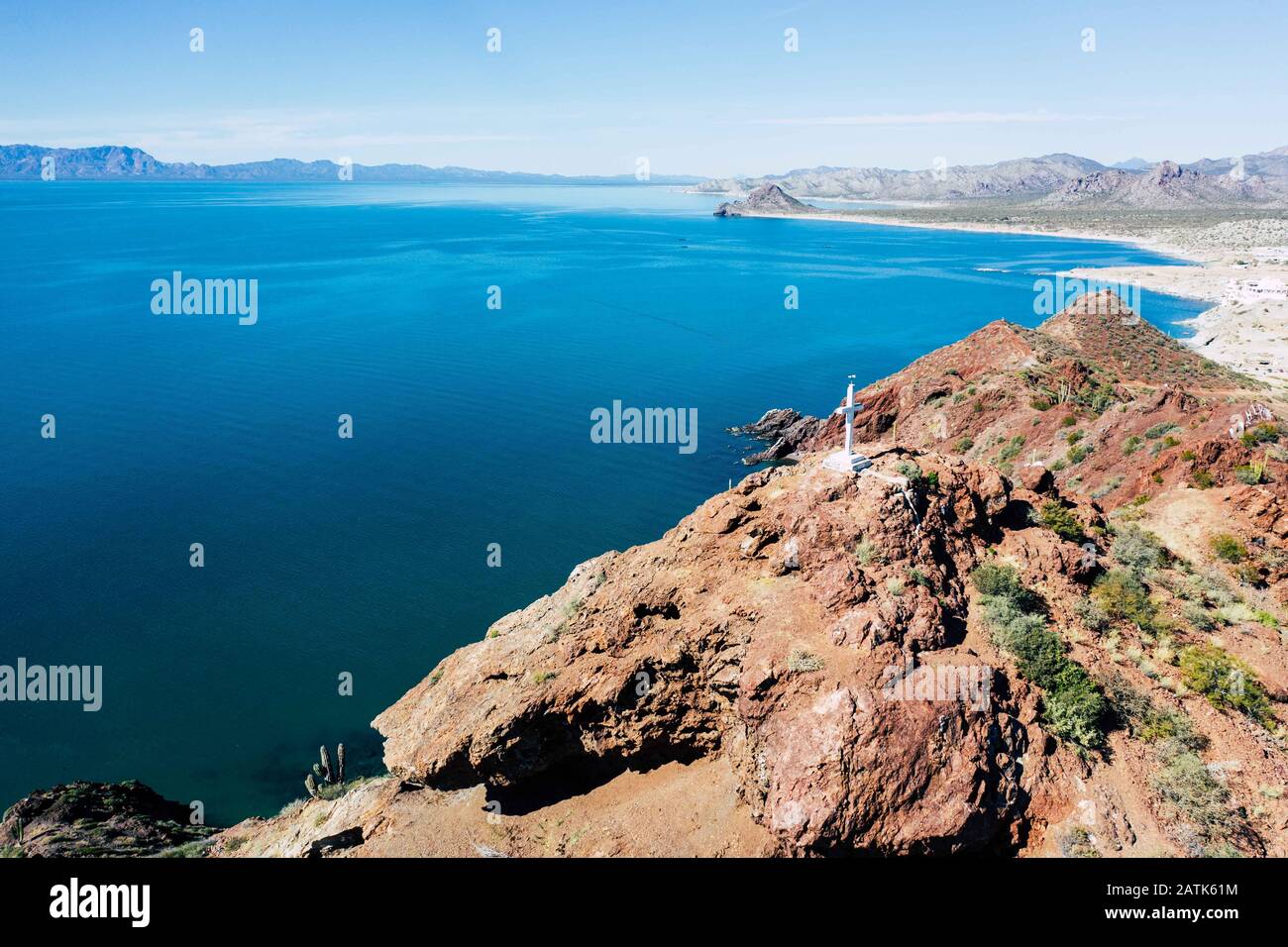 Vista aerea de Kino o bahía de Kino, Sonora, Mex en el golfo de ...