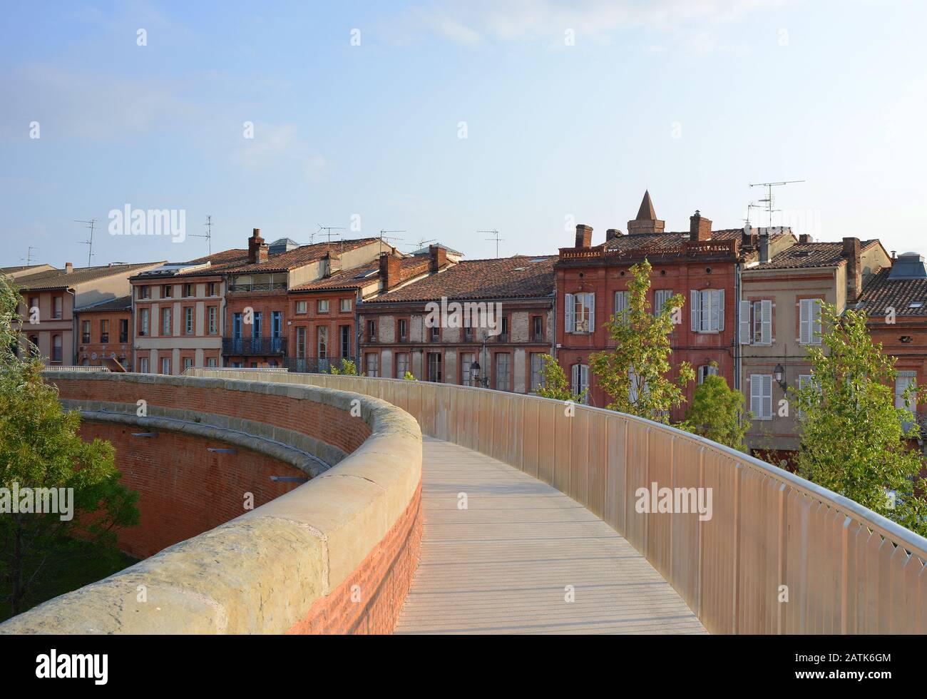 Toulouse, France, historical city wall, with typical Town Houses in red ...