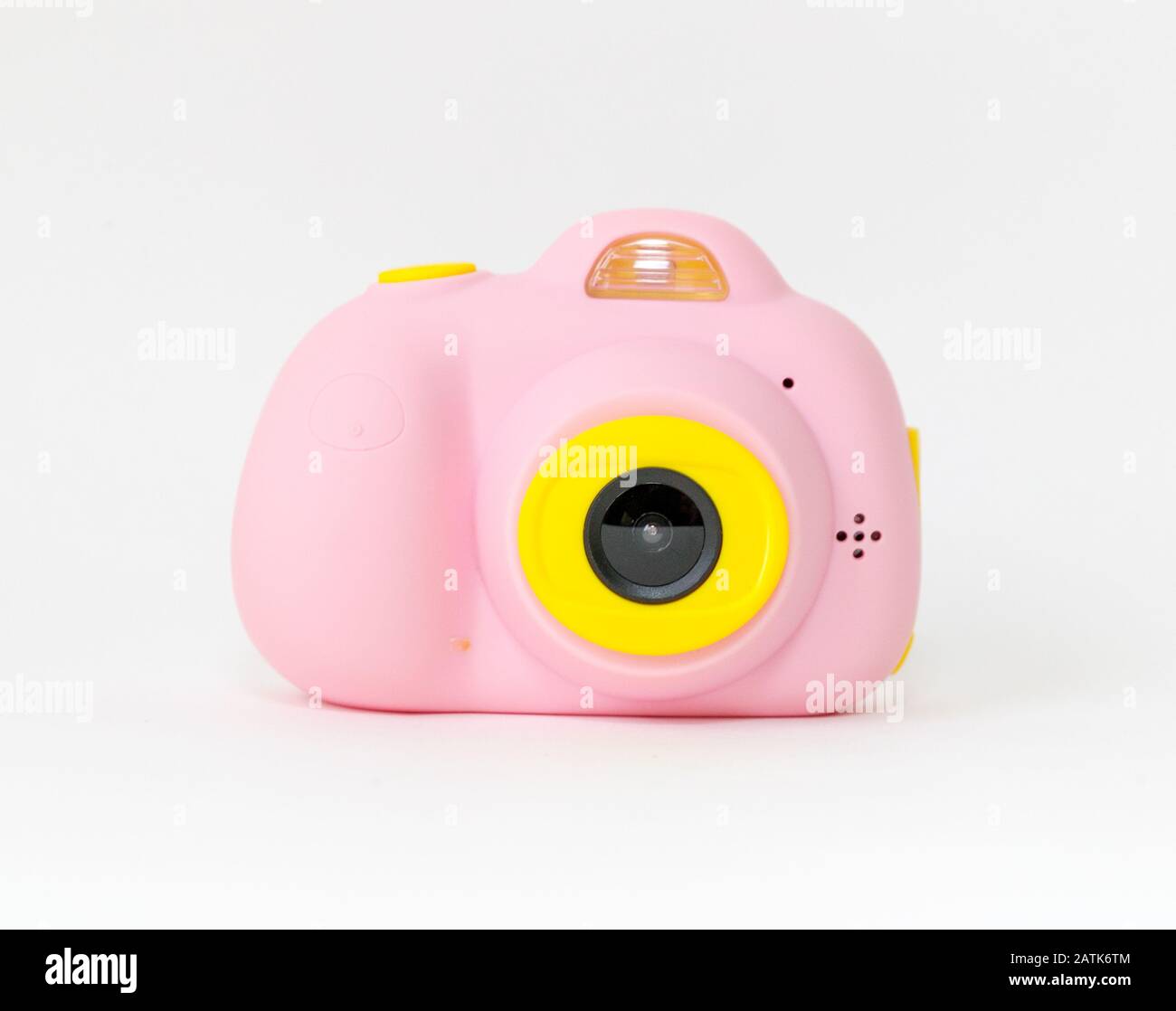 Pink and yellow Camera, kids toy on the white background - Image Stock ...