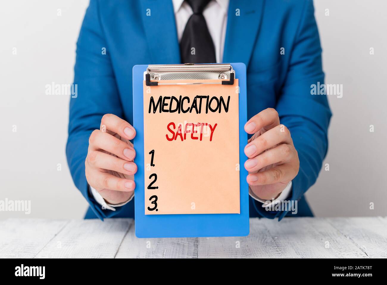 Writing note showing Medication Safety. Business concept for freedom ...
