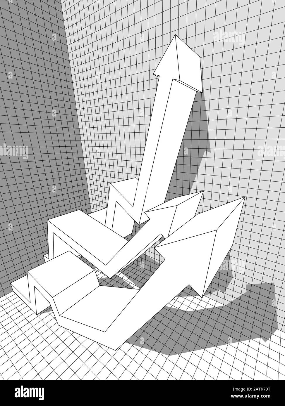 three rising arrows in abstract business diagram Stock Vector Image ...