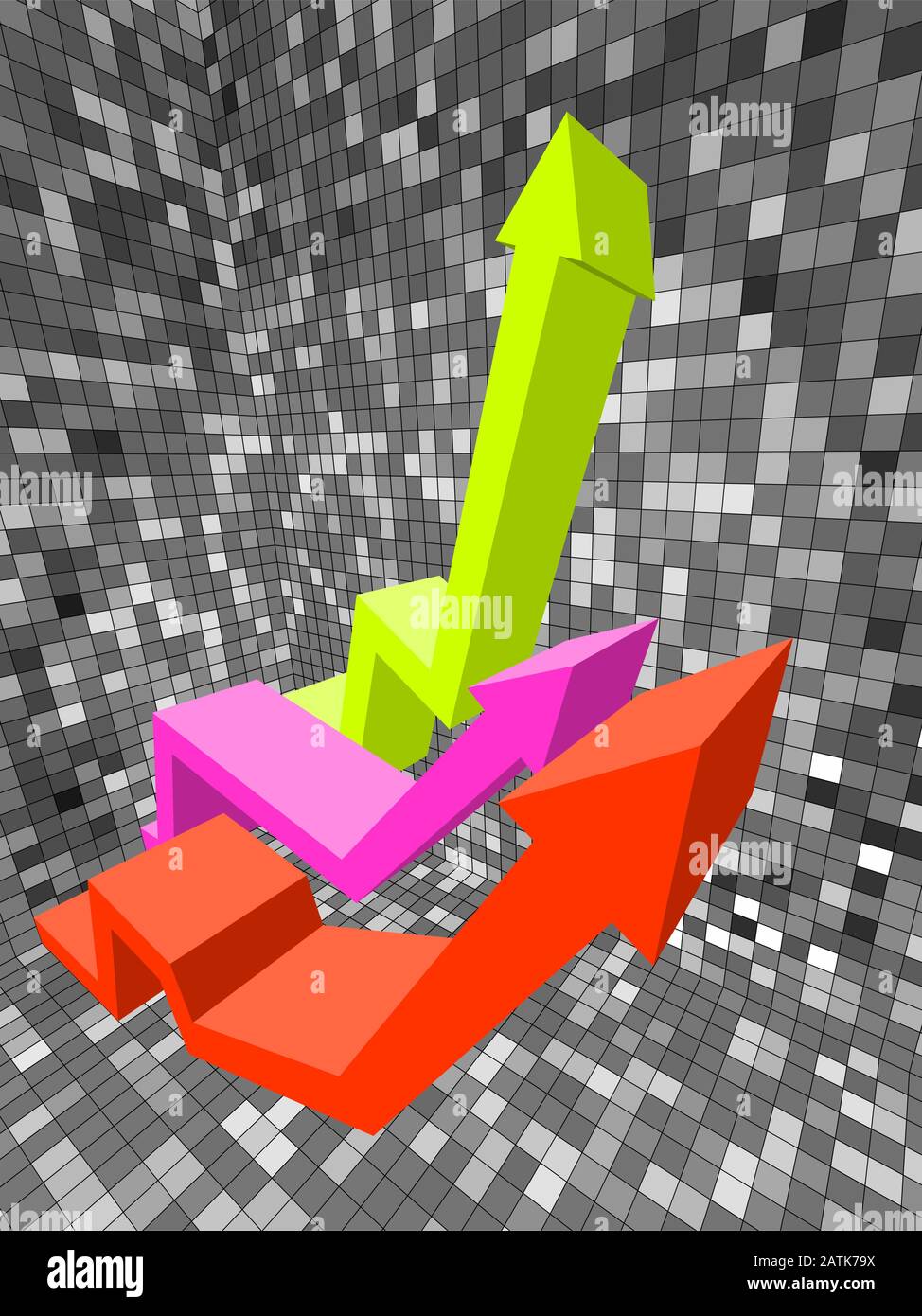 three rising arrows in abstract business diagram Stock Vector Image ...