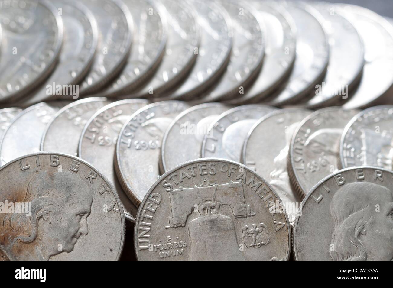 Old Silver Half-Dollars Stock Photo - Alamy